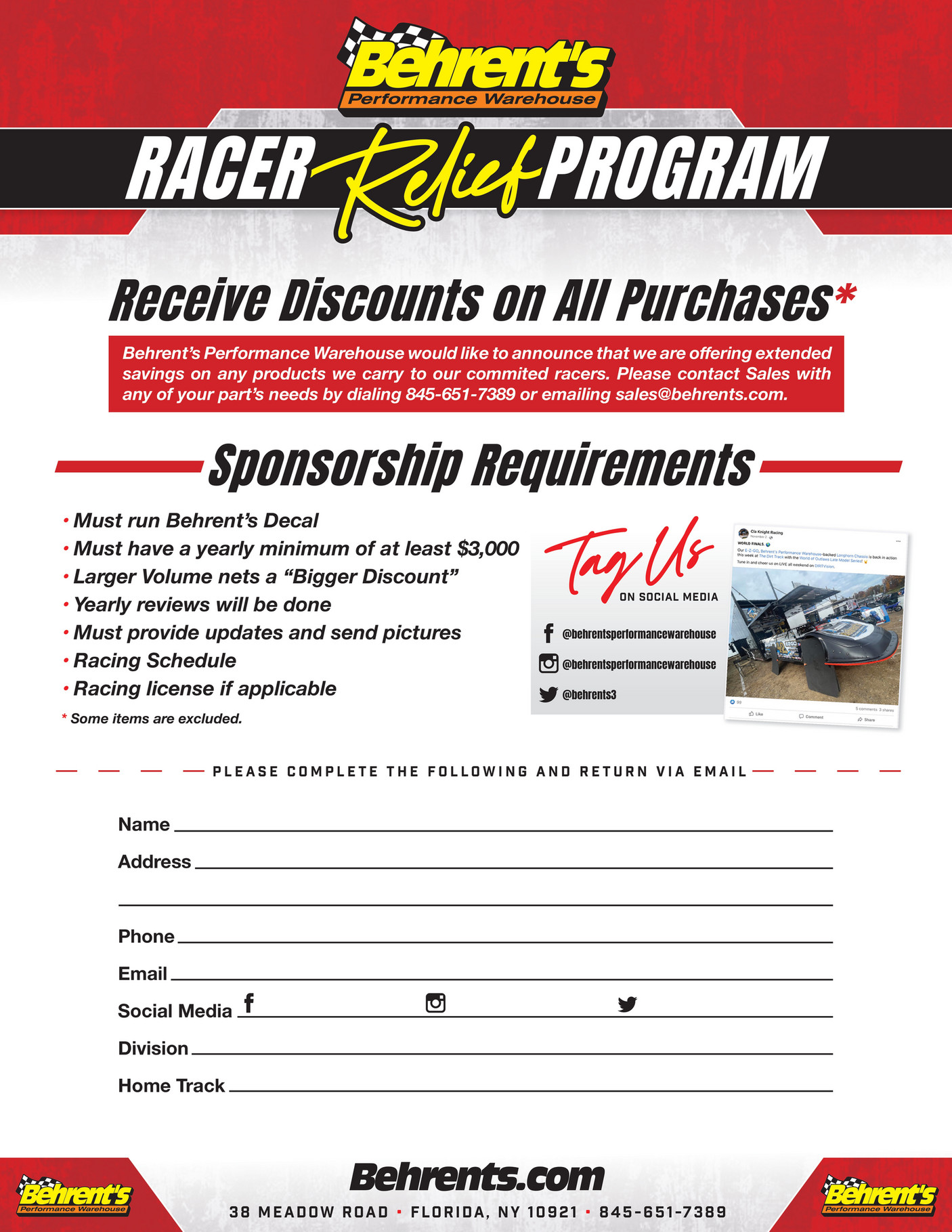 Behrent's Performance Warehouse - 2023-Racer-Relief-Flyer - Page 1