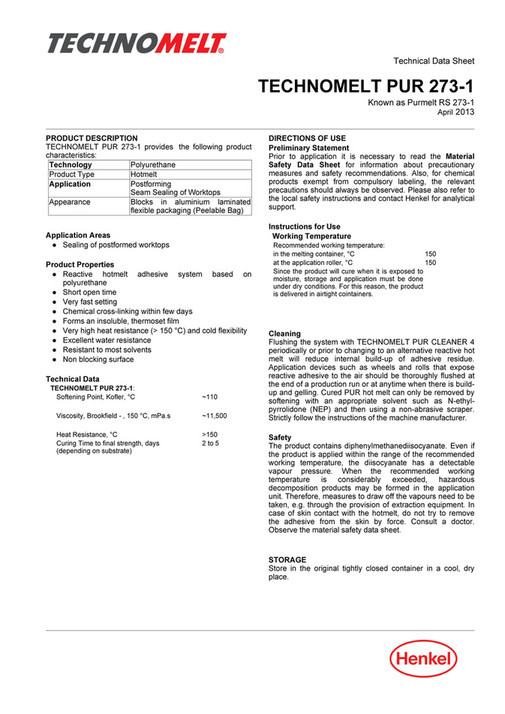 STUDIO DRVODOM - HENKEL TECHNOMELT PUR 273-1 - Stranica 1 - Kreirano ...