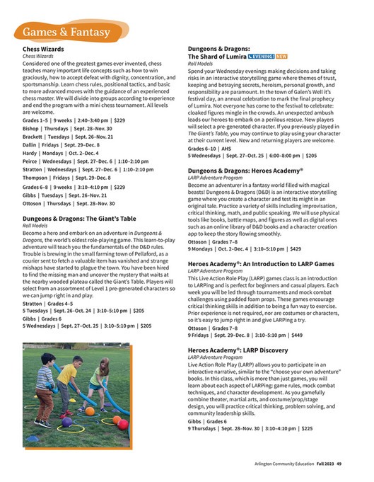 Arlington Community Education - ACE Kids Fall 2023 Catalog - Page 6-7