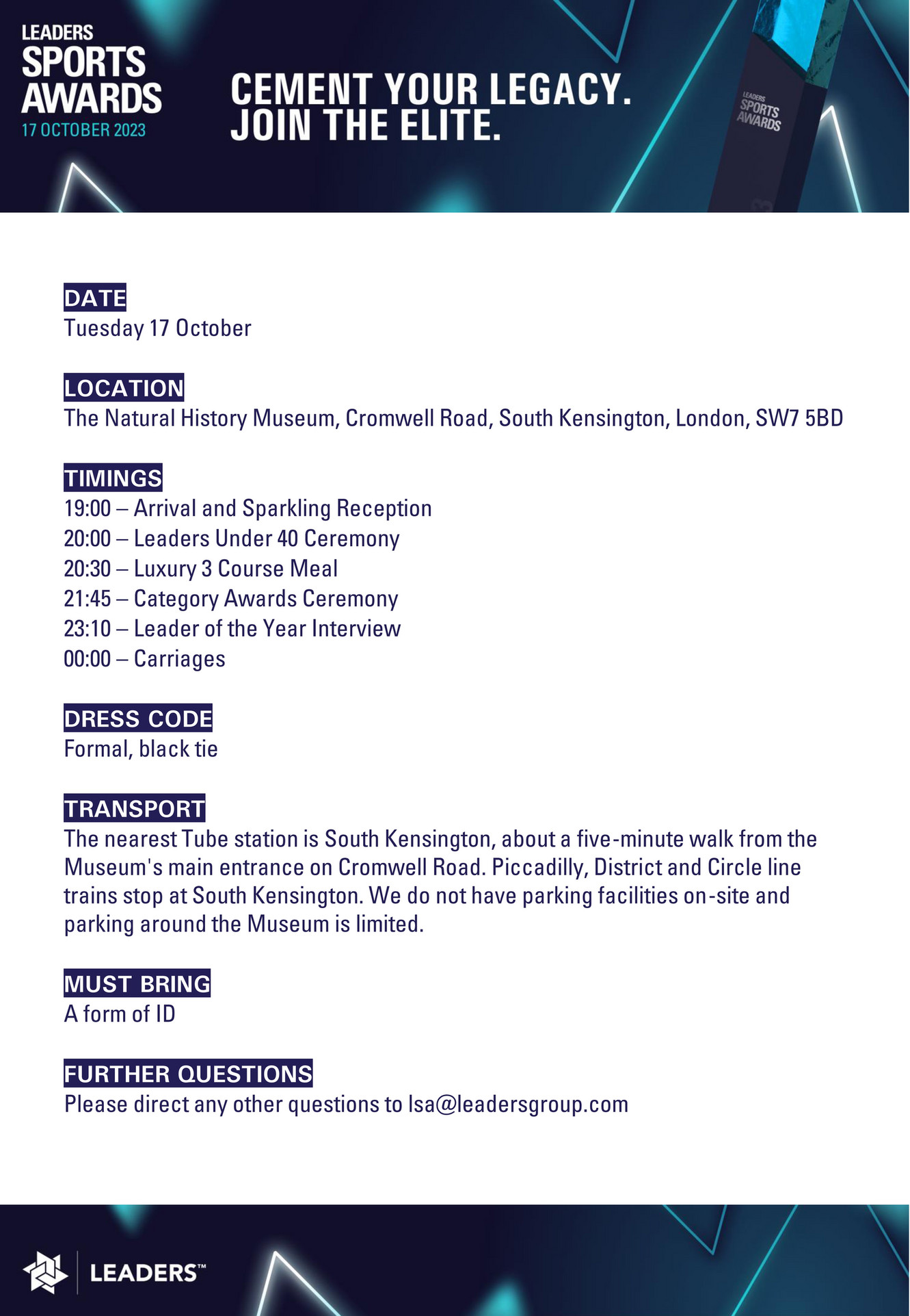 Leaders - LSA Key Information - Page 1