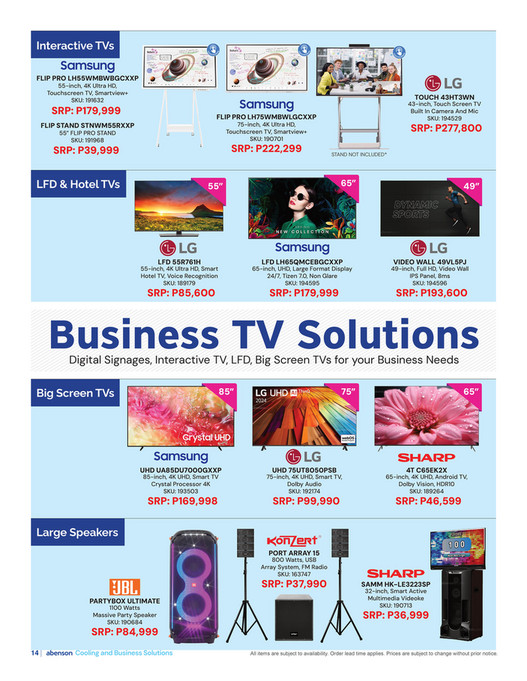 Abenson - Abenson Cooling & Business Solutions Catalogue 2025 - Page 14-15