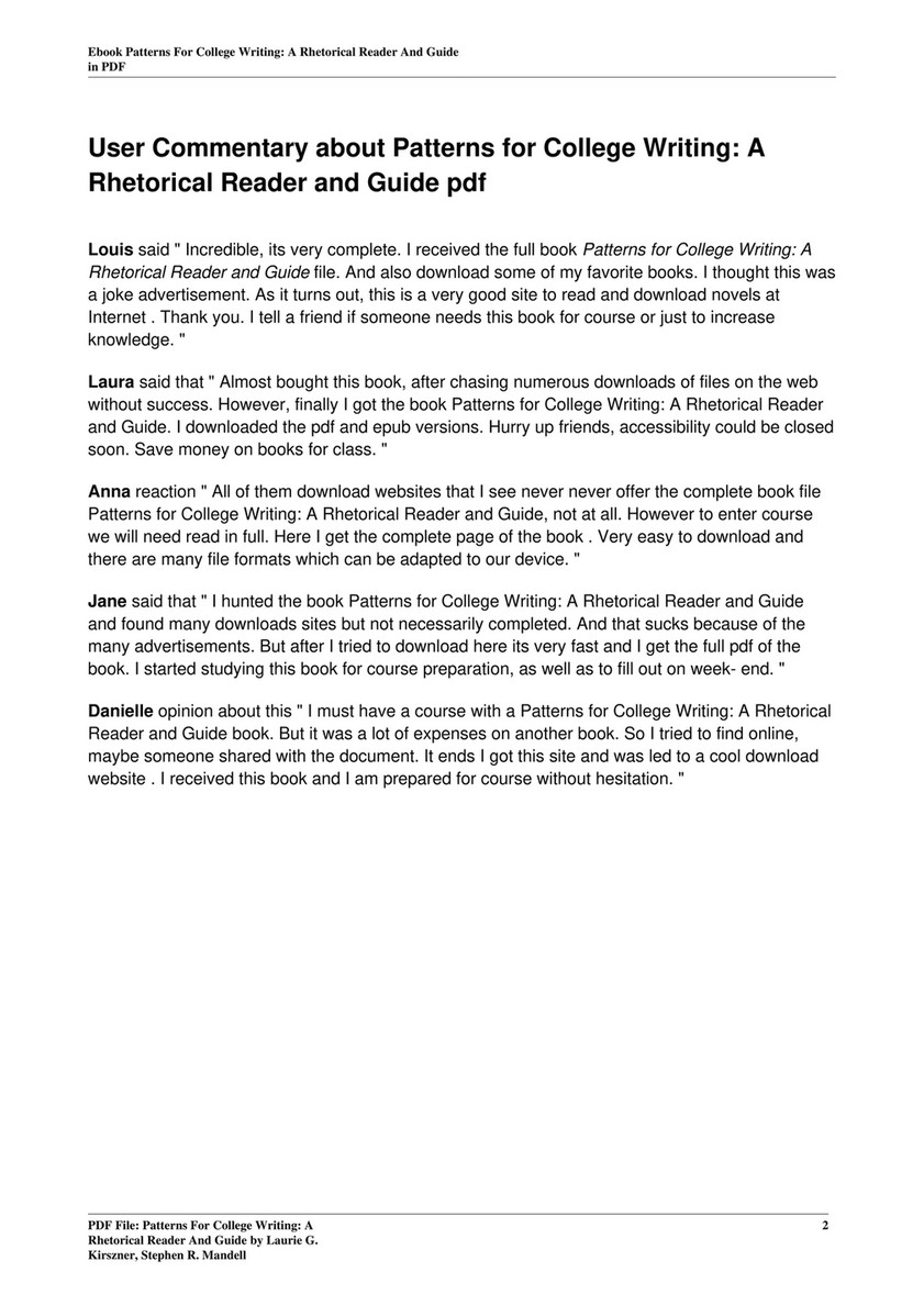 patterns for college writing pdf