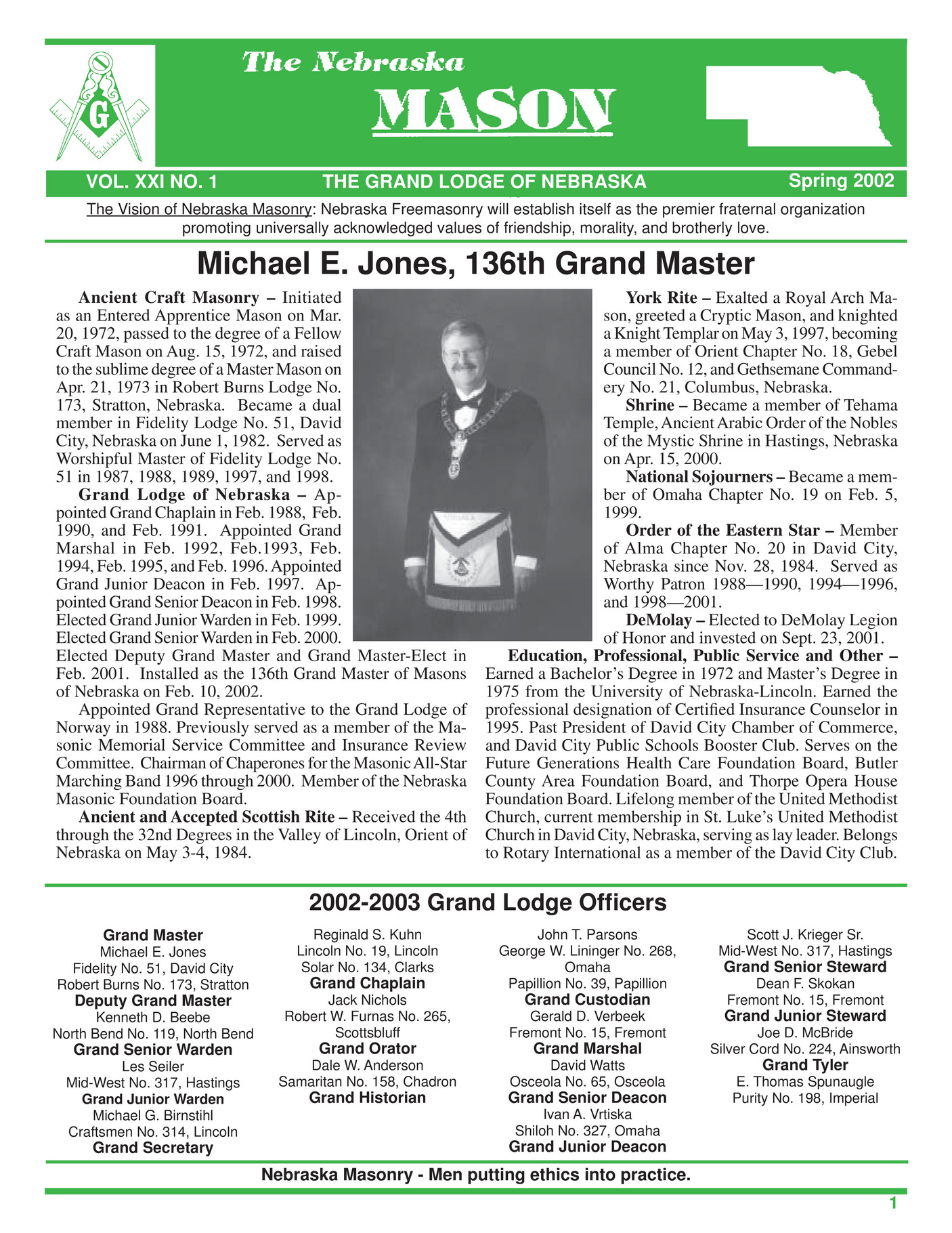 Nebraska Mason - Nebraska Mason - March 2002 - Page 2-3 - Created with ...