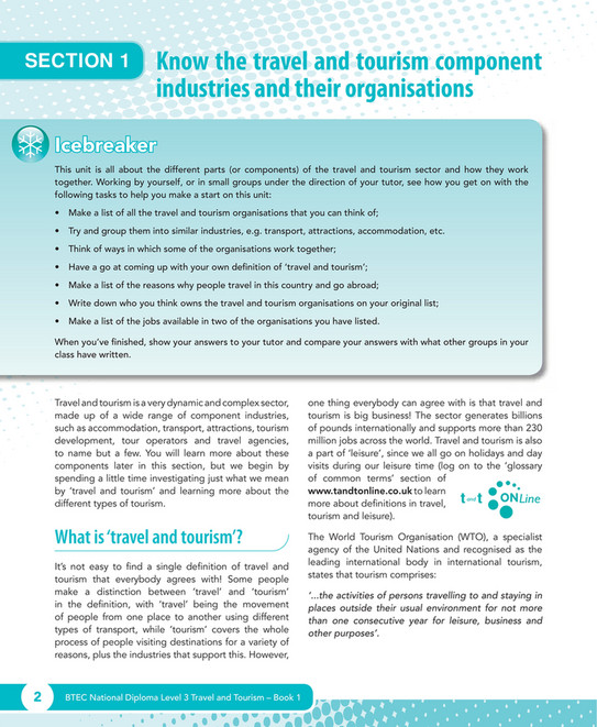 Travel & Tourism Publishing - Unit 1 Investigating the Travel and ...