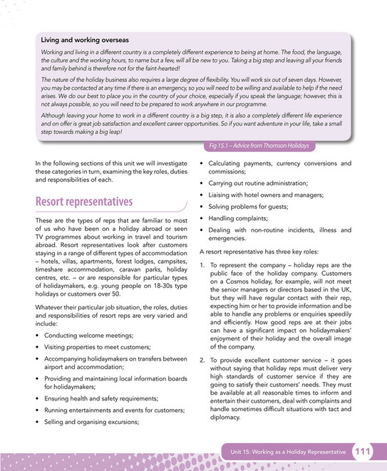 Travel & Tourism Publishing - Unit 15 Working as a Holiday ...
