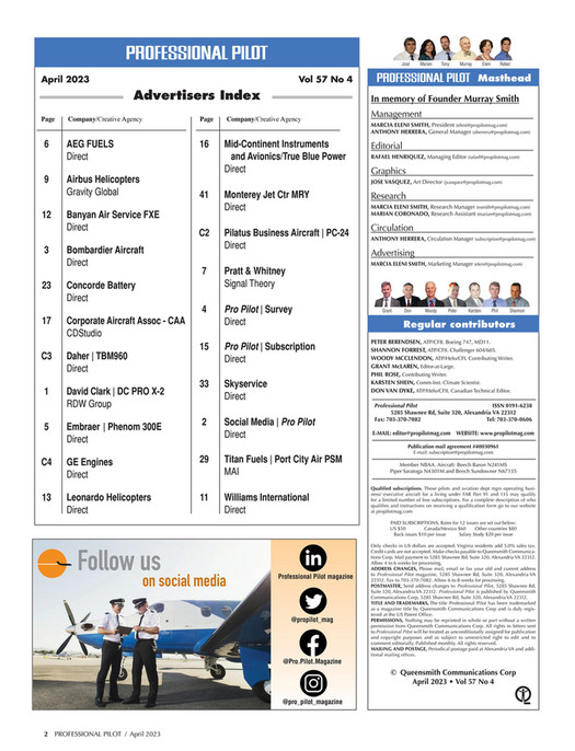 Professional Pilot Magazine April 2023 - Page 2-3