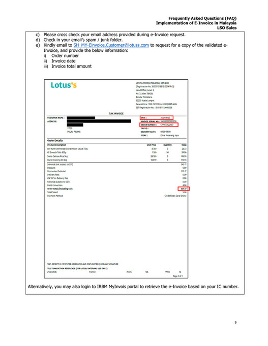 LOTUSS STORES (MALAYSIA) SDN BHD - E-Invoice Frequently Asked Questions (FAQ) - Page 9