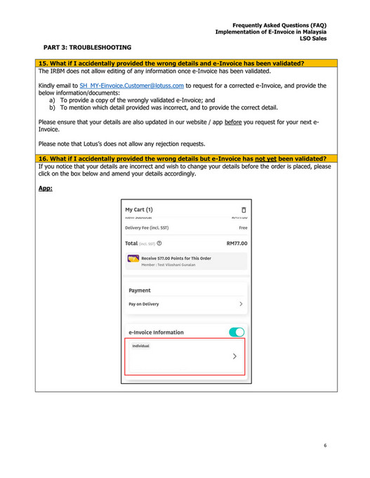 LOTUSS STORES (MALAYSIA) SDN BHD - E-Invoice Frequently Asked Questions (FAQ) - Page 6
