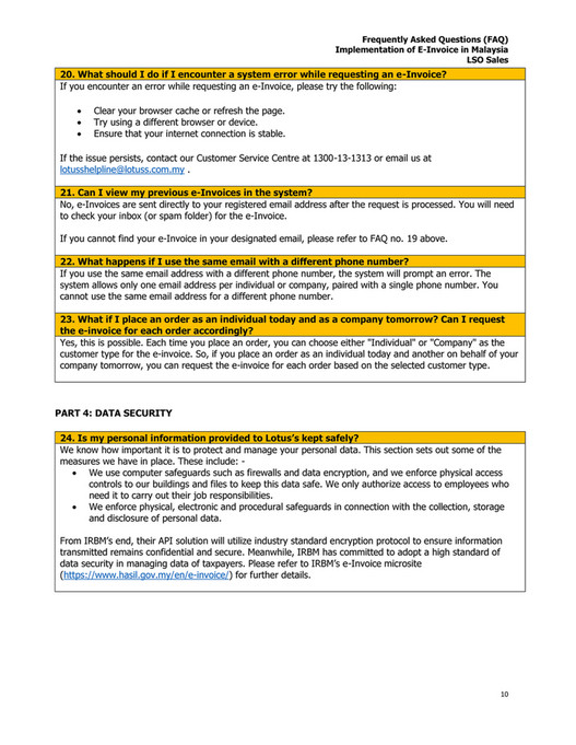 LOTUSS STORES (MALAYSIA) SDN BHD - E-Invoice Frequently Asked Questions (FAQ) - Page 10
