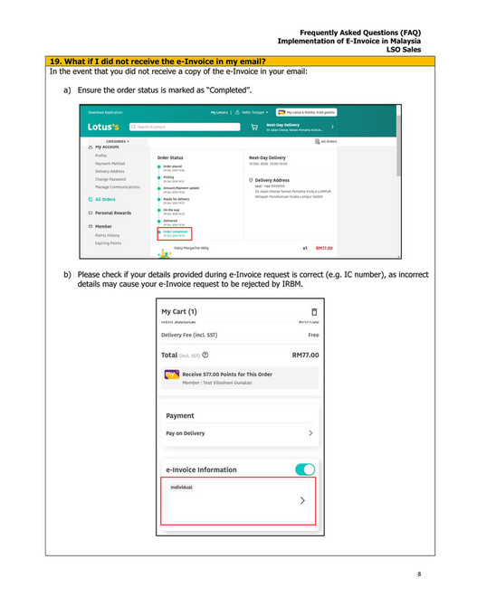 LOTUSS STORES (MALAYSIA) SDN BHD - E-Invoice Frequently Asked Questions (FAQ) - Page 8