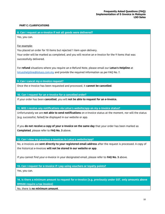 LOTUSS STORES (MALAYSIA) SDN BHD - E-Invoice Frequently Asked Questions (FAQ) - Page 10