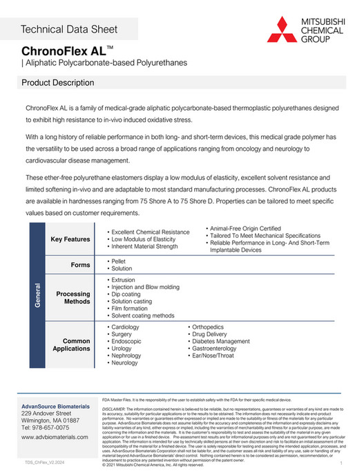 AdvanSource Biomaterials | ChronoFlex AL - Page 1