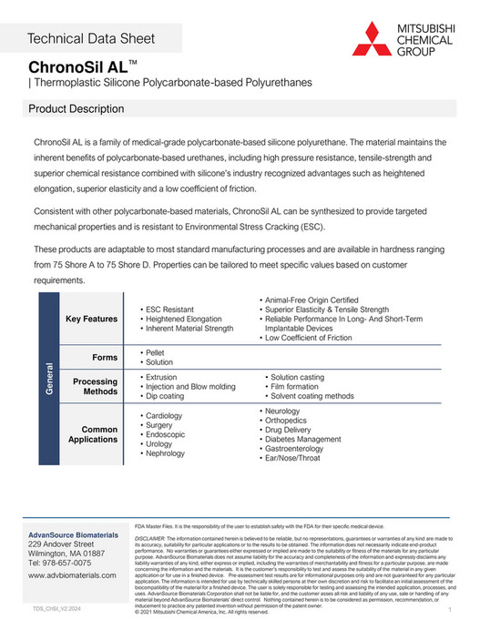 AdvanSource Biomaterials | ChronoSil - Page 1