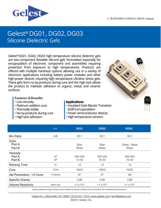 Mitsubishi Chemical America - Gelest_SiliconeDielectricGels - Page 1