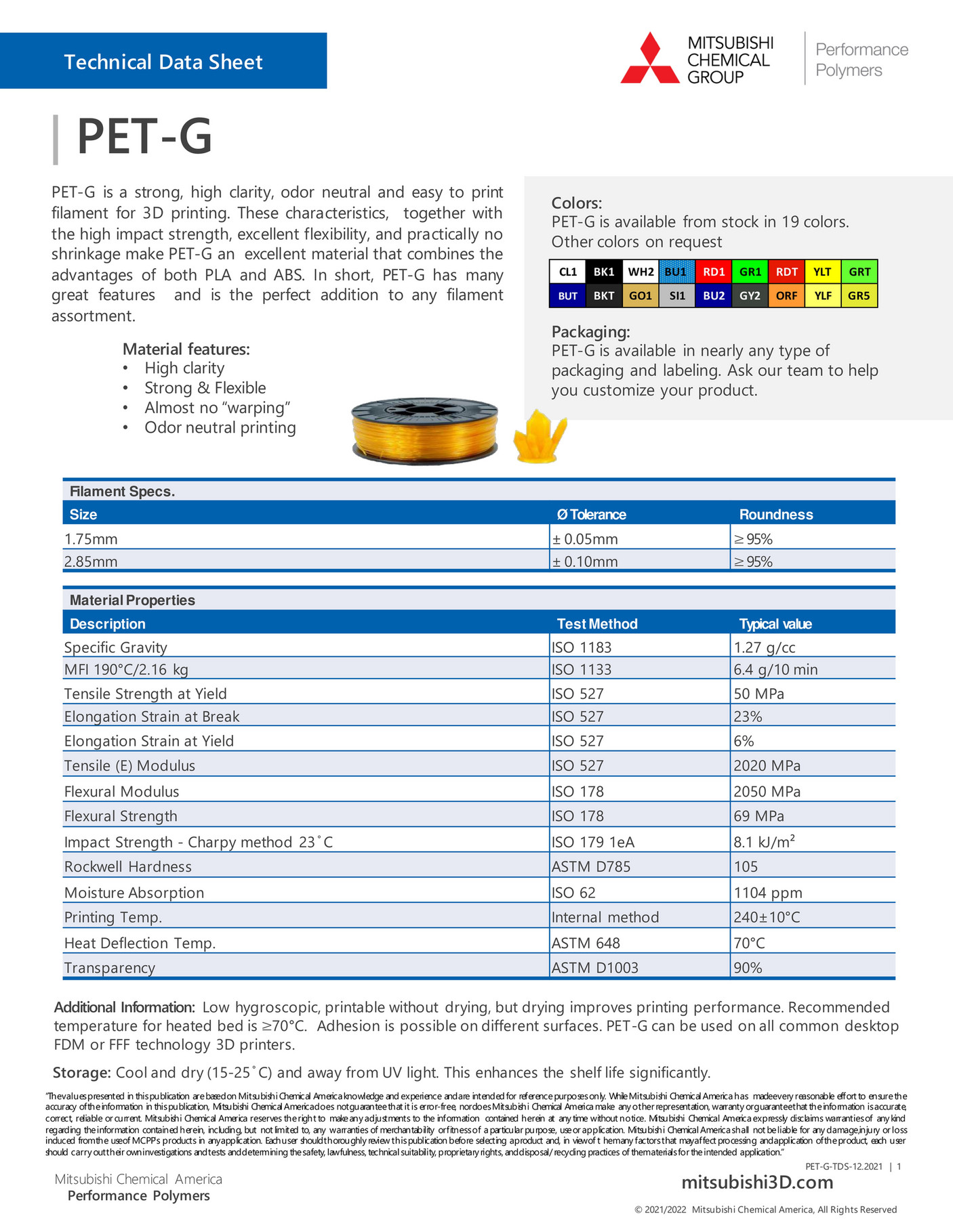 Mitsubishi Chemical America - PETG-MCG-TDS - Page 1