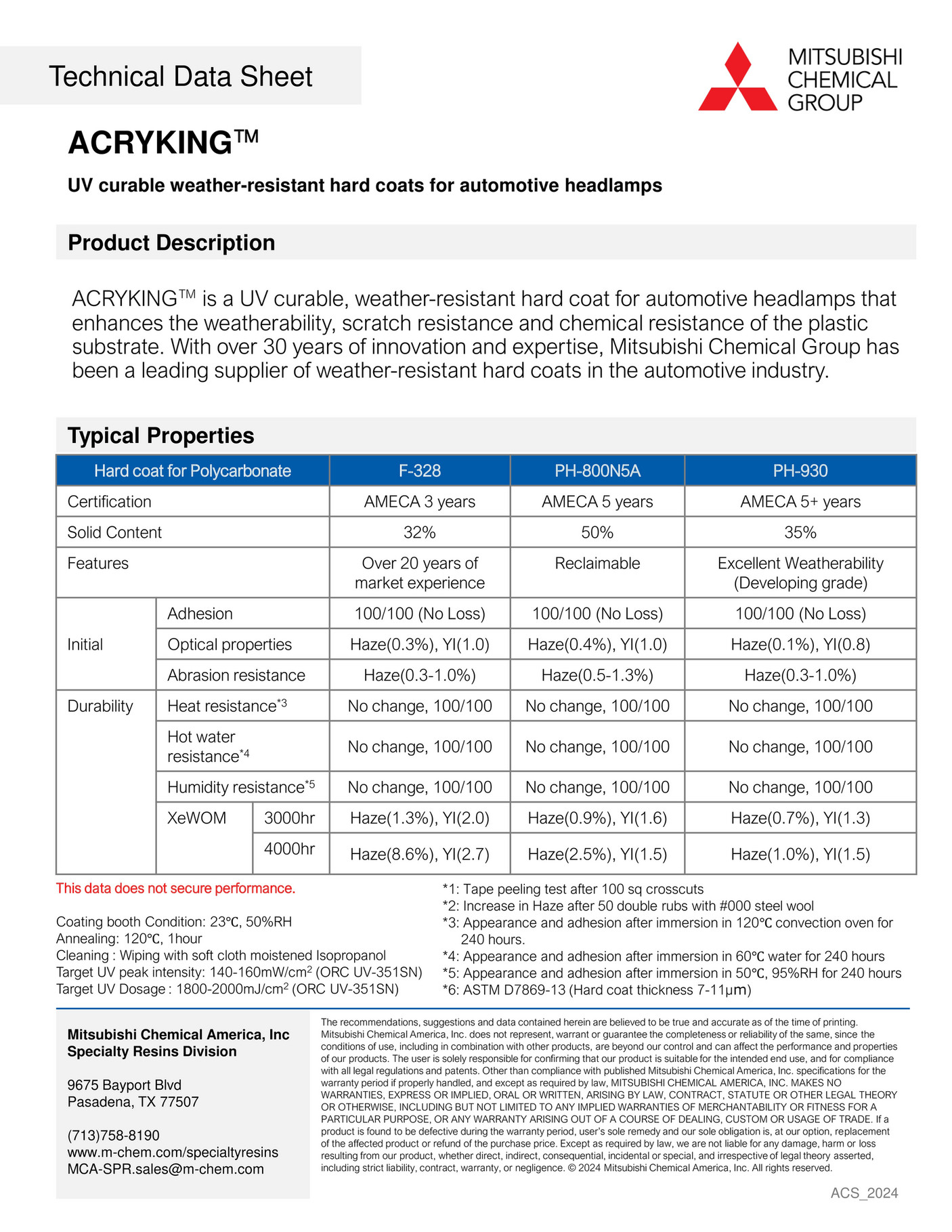 Mitsubishi Chemical America - Acryking_TDS - Page 1