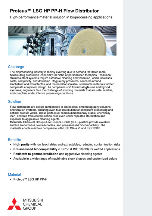 Mitsubishi Chemical America - D5_LSG Flow Distributor in Bioprocessing ...