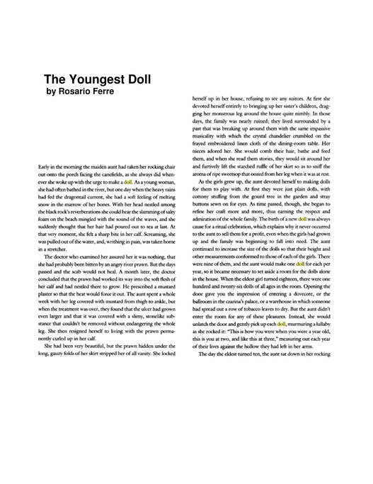 Reading the Fantastic - 'The Youngest Doll' by Rosario Ferré - Page 1 ...