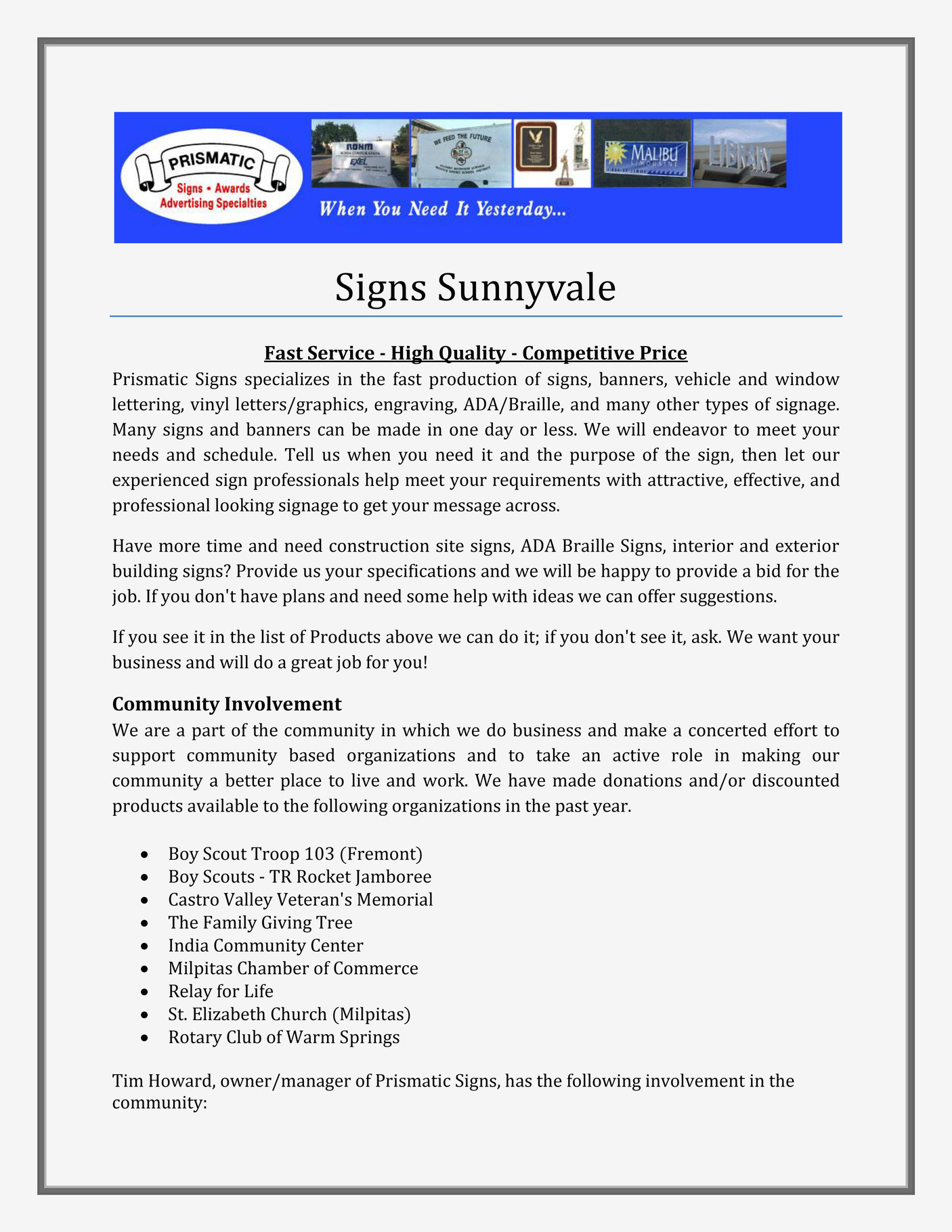 prismatic - Signs Sunnyvale - Page 1 - Created with Publitas.com