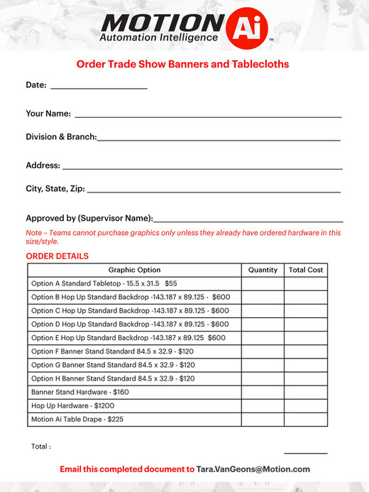 Motion Ai - Motion Ai Trade Show Banners and Tablecloths Order Form ...