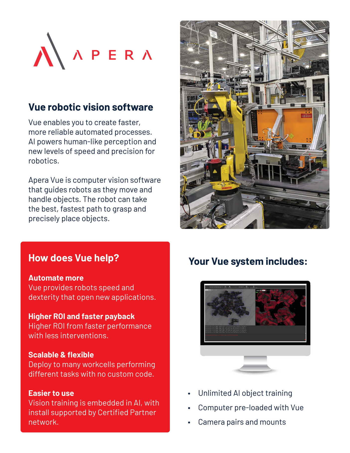 Motion Ai - Apera Ai Vue Specification Sheet - Page 1