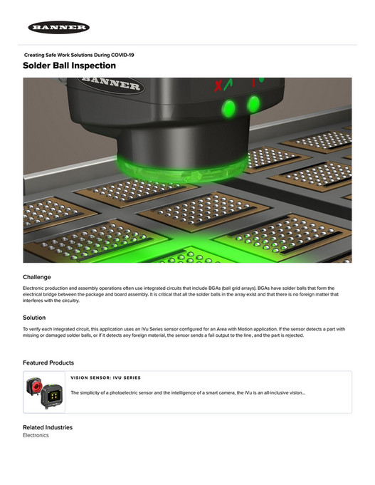 Motion Ai - Banner Engineering - Solder Ball Inspection - Page 1
