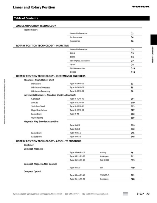Motion Ai - Turck Sensors Catalog Linear Angular Rotary - Page 1
