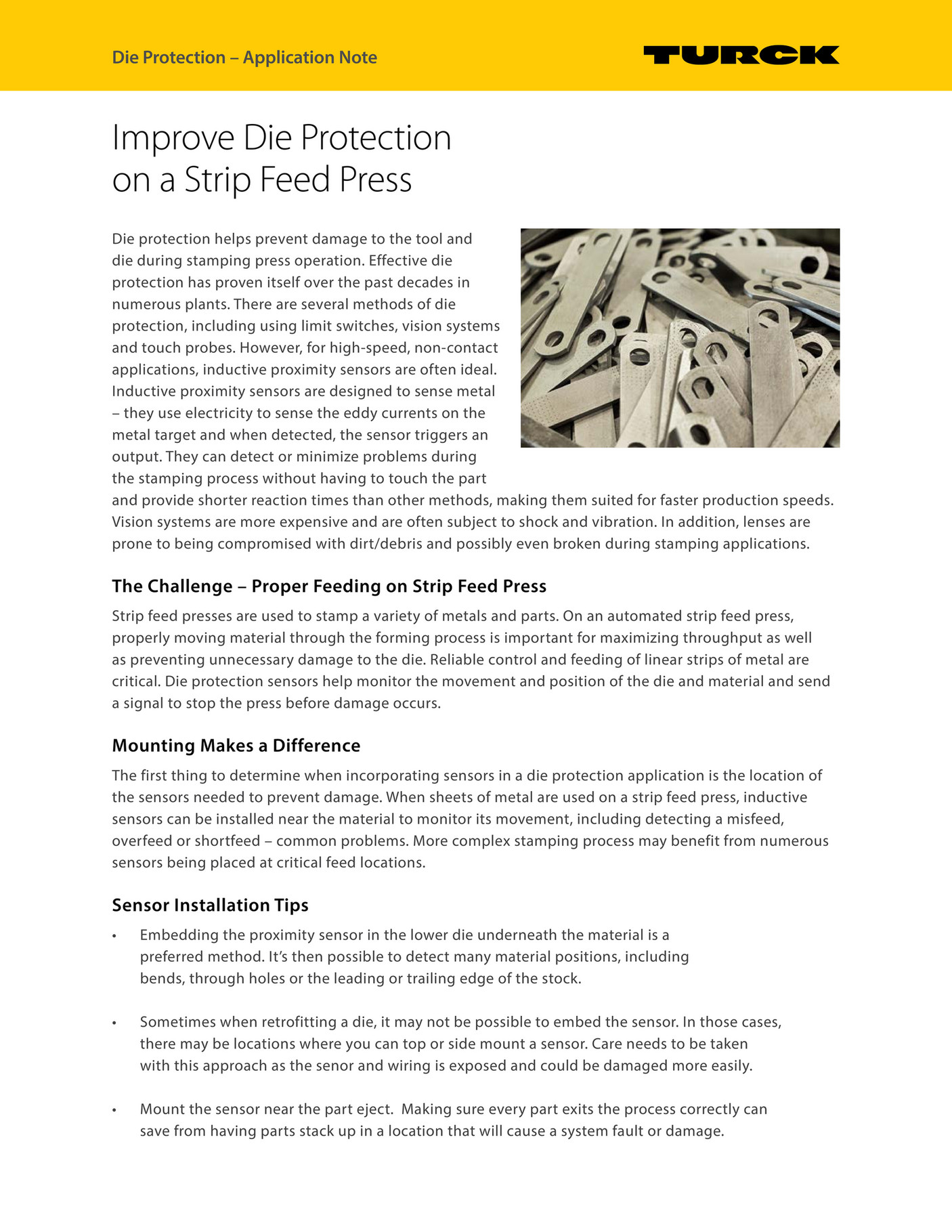 Motion Ai - Turck - Application Note Improve Die Protection - Page 1