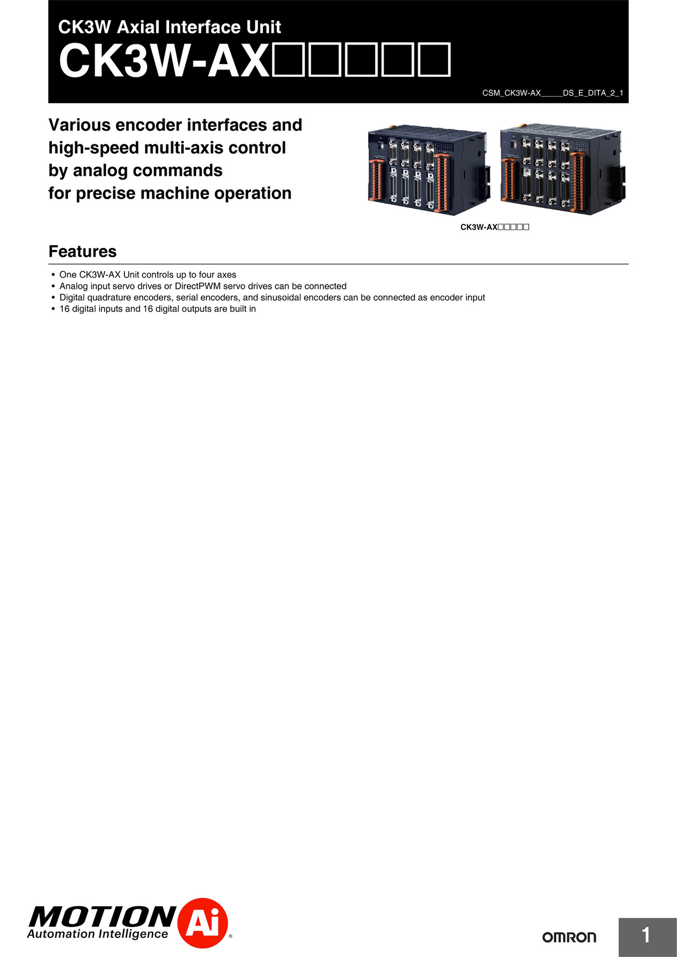 Motion Ai - CK3M Multi-Axis Motion Controller - Delta Tau Omron - Page 1