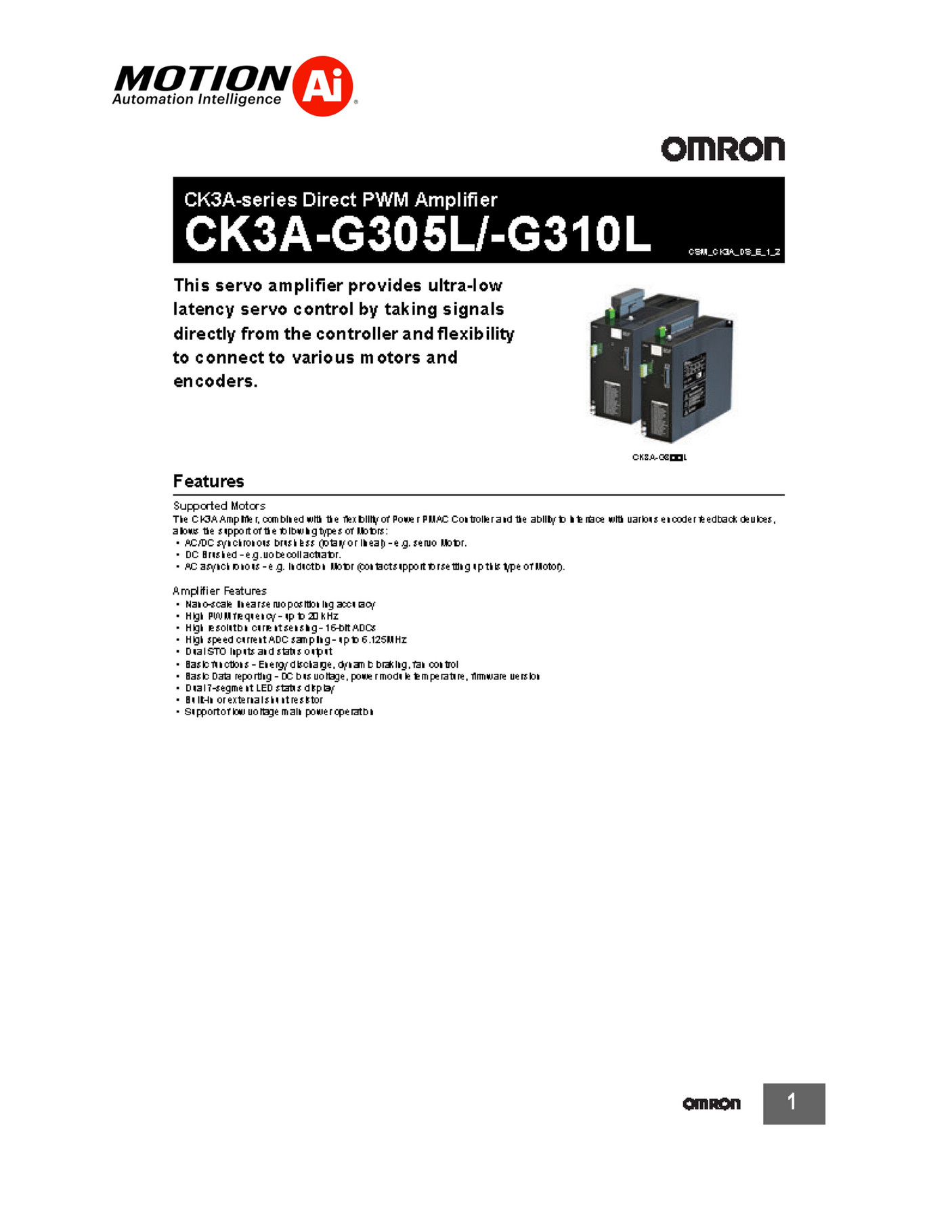 Motion Ai - CK3A Data Sheet - Delta Tau Omron - Page 1