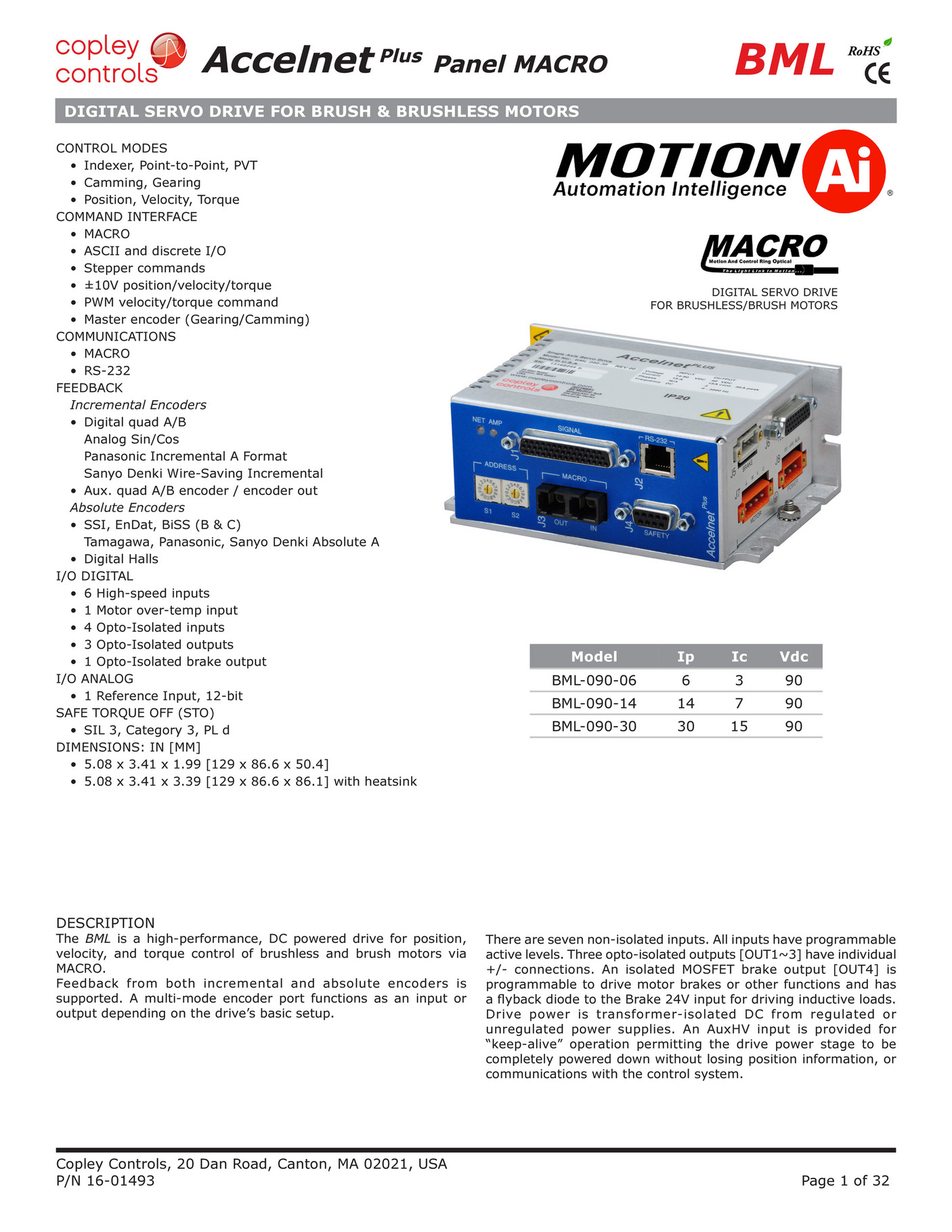 Motion Ai - Accelnet Plus Panel MACRO BML Datasheet - Copley Controls ...