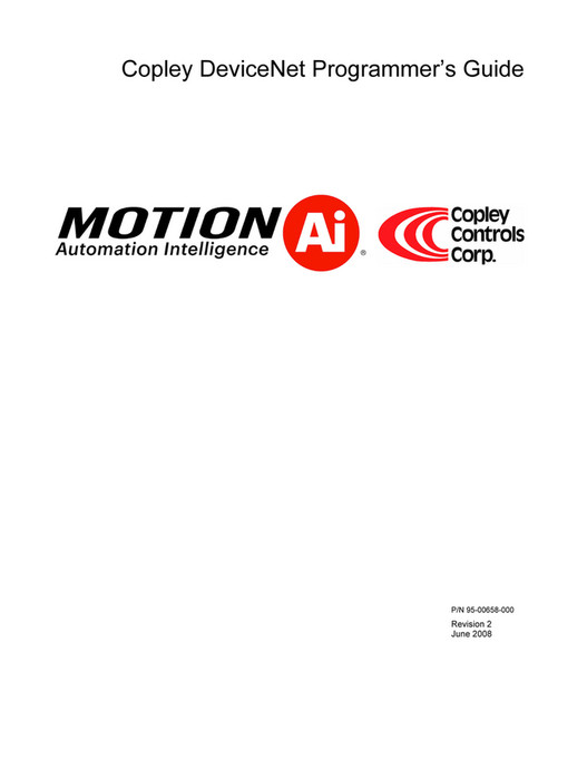 Motion Ai - All DeviceNet Programmers Guide Manual - Copley Controls ... Motion Ai - All DeviceNet Programmers Guide Manual - Copley Controls ...
