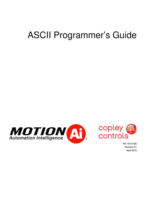 Motion Ai - ASCII Programmer’s Guide - Copley Controls - Page 1