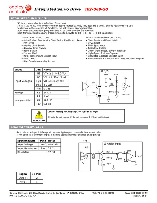 Motion Ai - Integrated Servo Drive Data Sheet - Copley Controls - Page 8-9