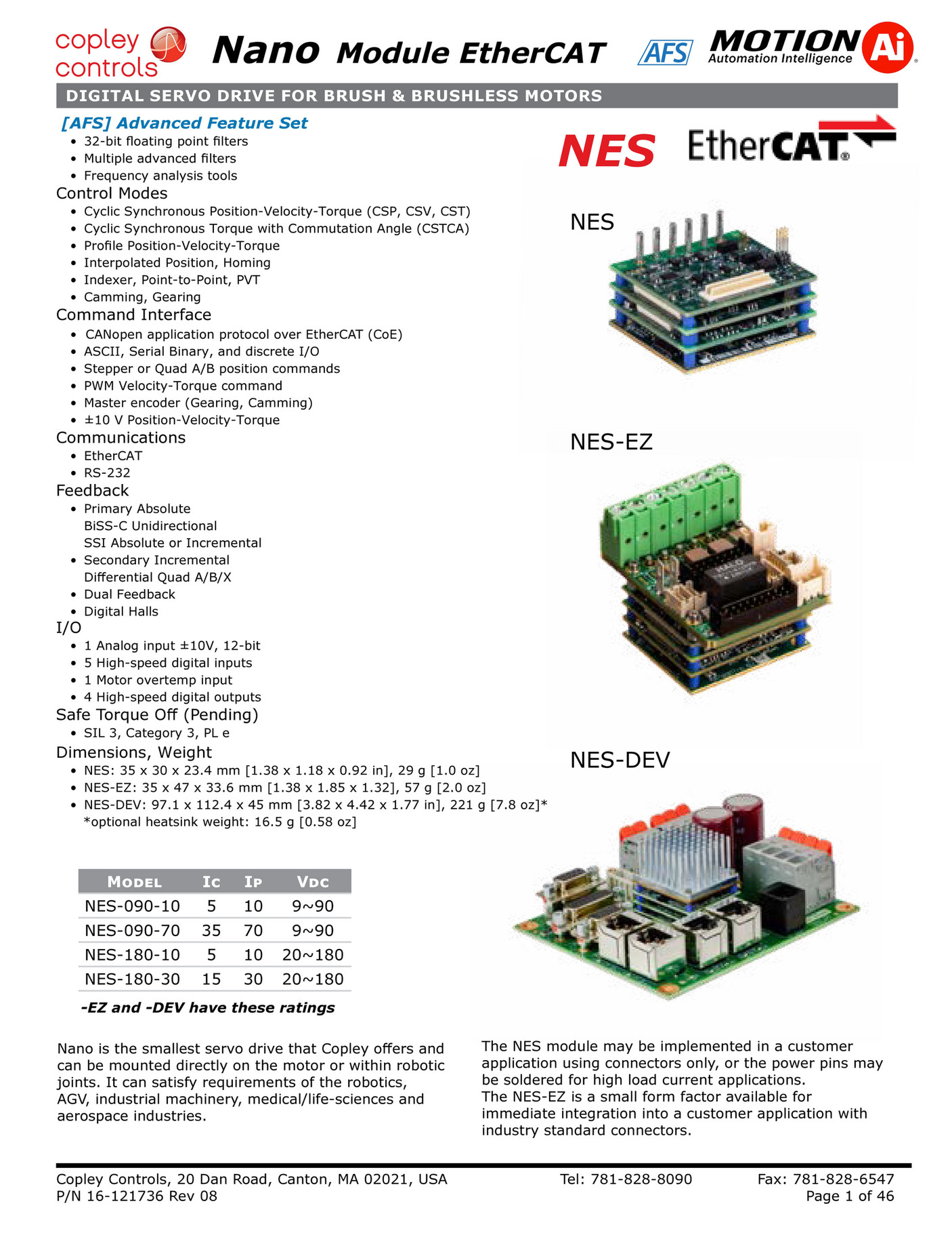 Motion Ai - Nano Module EtherCAT - Copley Controls - Page 2-3