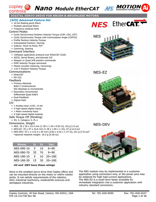 Motion Ai - Nano Module EtherCAT - Copley Controls - Page 1