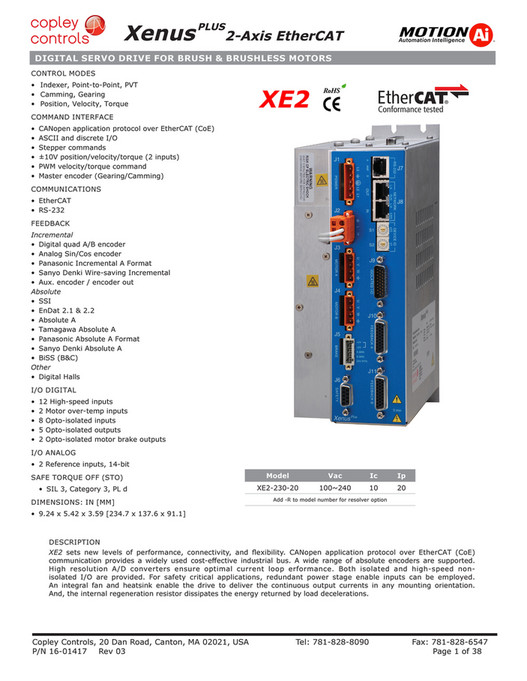 Motion Ai - Xenus PLUS 2 Axis EtherCAT - Copley Controls - Page 1