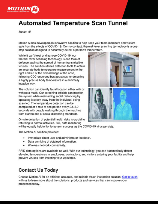 Motion Ai - Automated Temperature Scan Tunnel- Motion Ai - Page 1