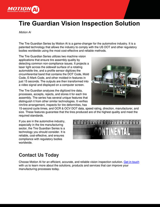 Motion Ai - Tire Vision Inspection - Motion Ai - Page 1