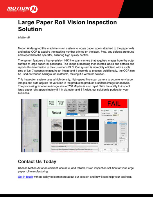 Motion Ai - Large Paper Roll Vision Inspection - Motion Ai - Page 1