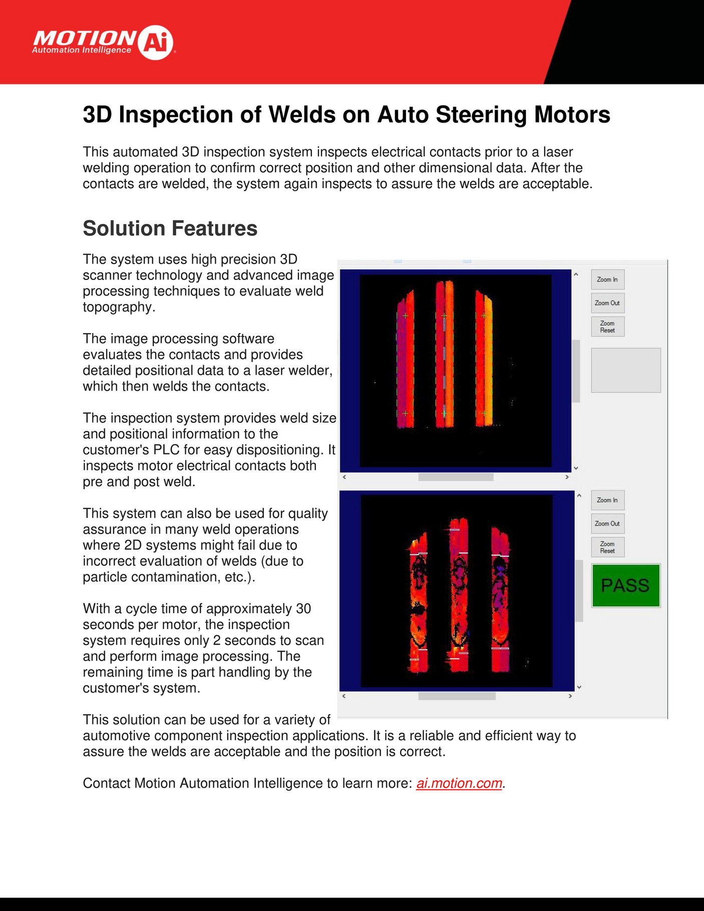 3D Inspection of Welds on Auto Steering Motors Flyer - Motion ...