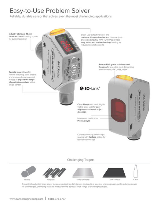 Motion Ai - Q4X Series Rugged All Purpose Photoelectric Sensor - Banner ...