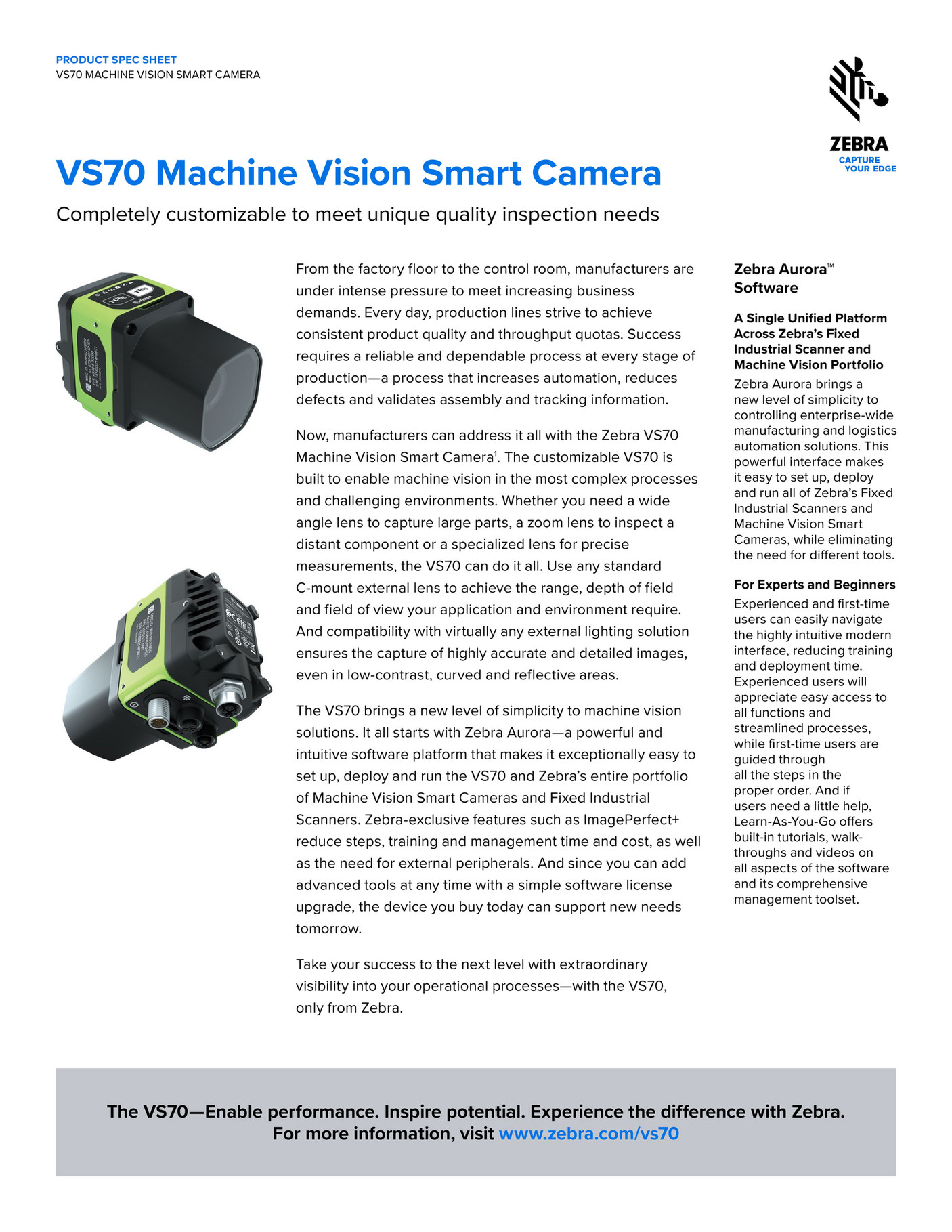 Motion Ai - VS70 Spec Sheet - Zebra Technologies - Page 2-3