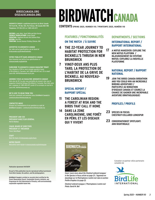 Birds Canada - 2025_BirdWatch_Canada_Spring_Edition_MediumRes - Page 2-3