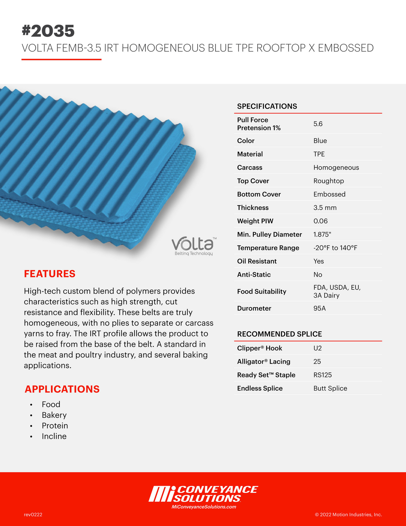 #2035 Volta FEMB-3.5 IRT Homogeneous Blue TPE Rooftop x Embossed - Mi ...