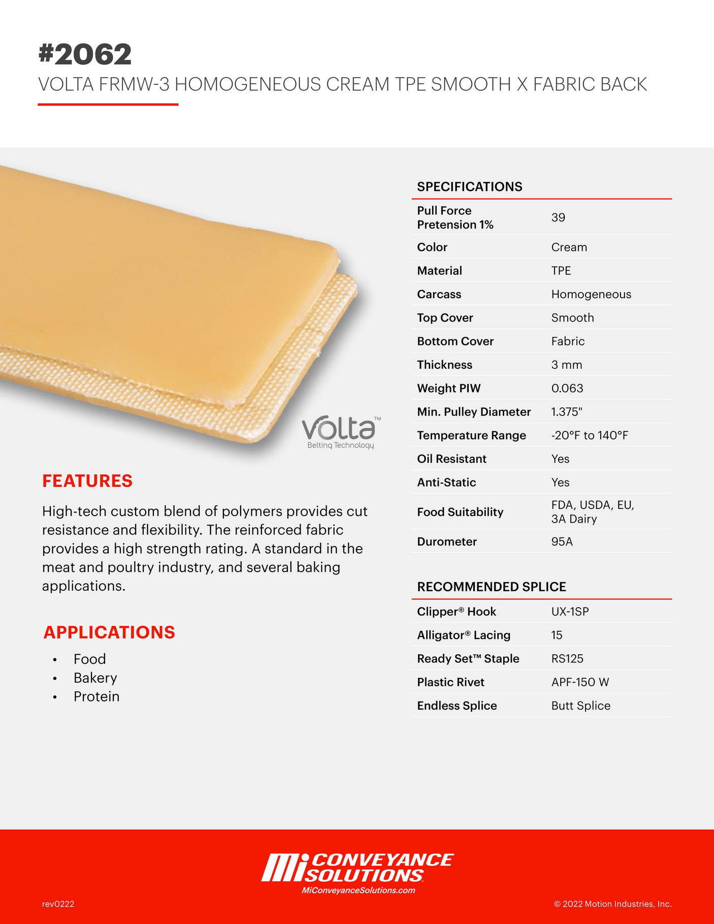 #2062 Volta FRMW-3 Homogeneous Cream TPE Smooth x Fabric Back - Mi ...