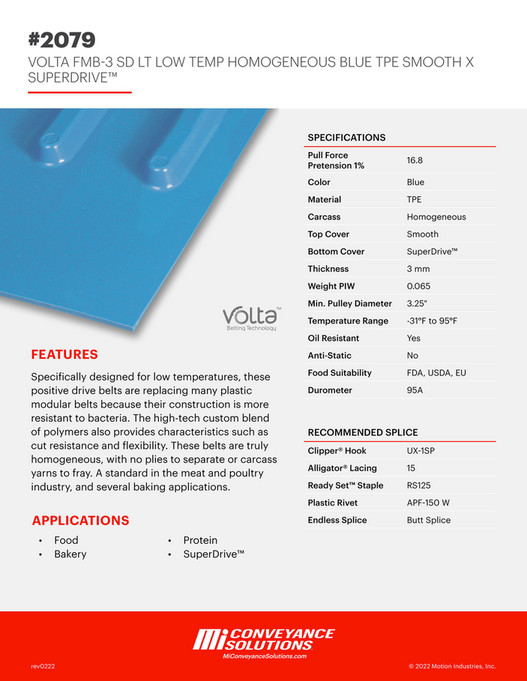 #2079 Volta FMB-3 SD LT Low Temp Homogeneous Blue TPE Smooth x ...