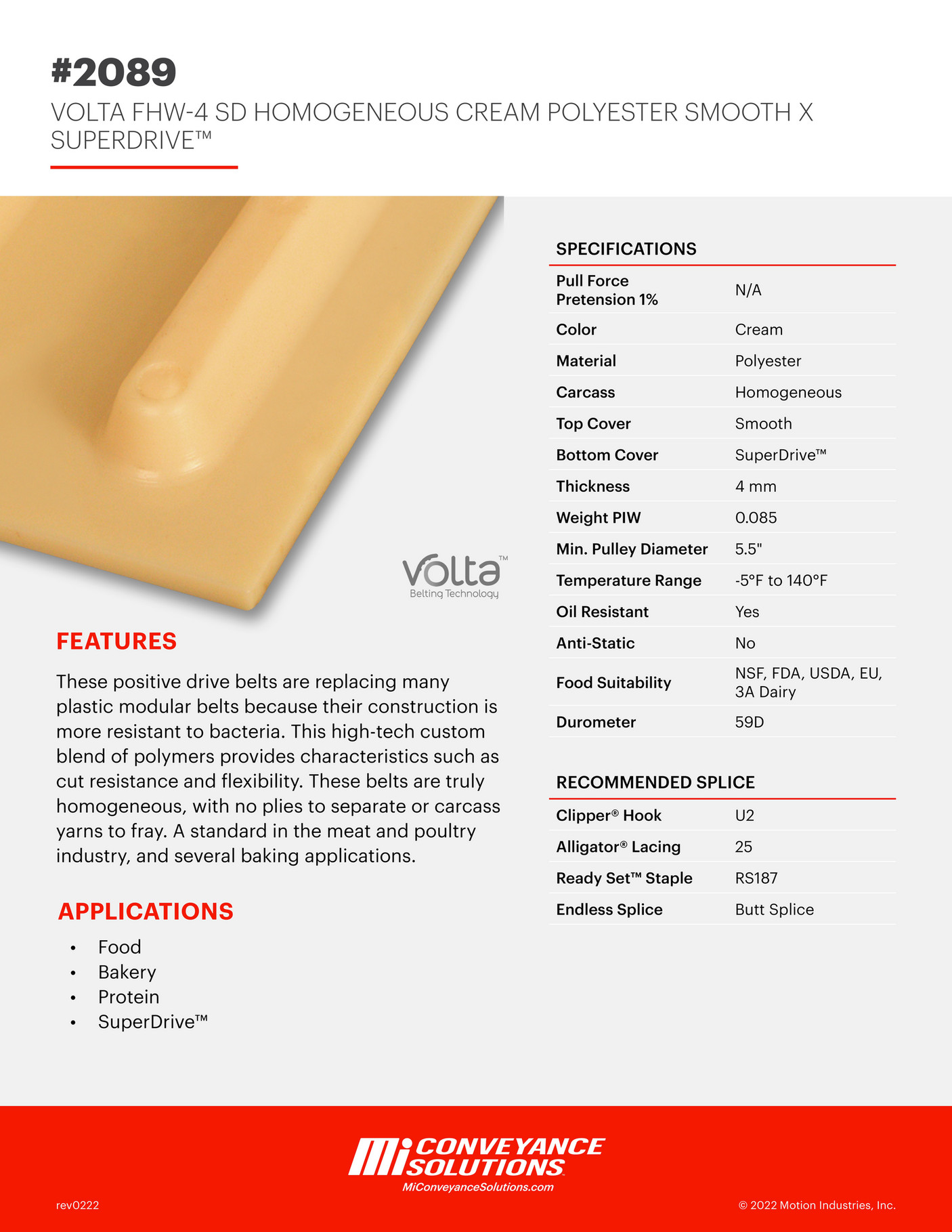 #2089 Volta FHW-4 SD Homogeneous Cream Polyester Smooth x SuperDrive ...