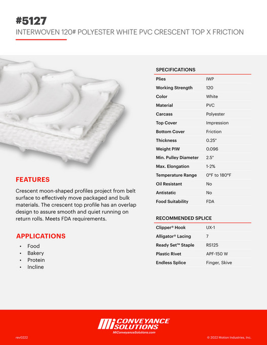 #5127 Interwoven 120# Polyester White PVC Crescent Top x Friction - Mi ...