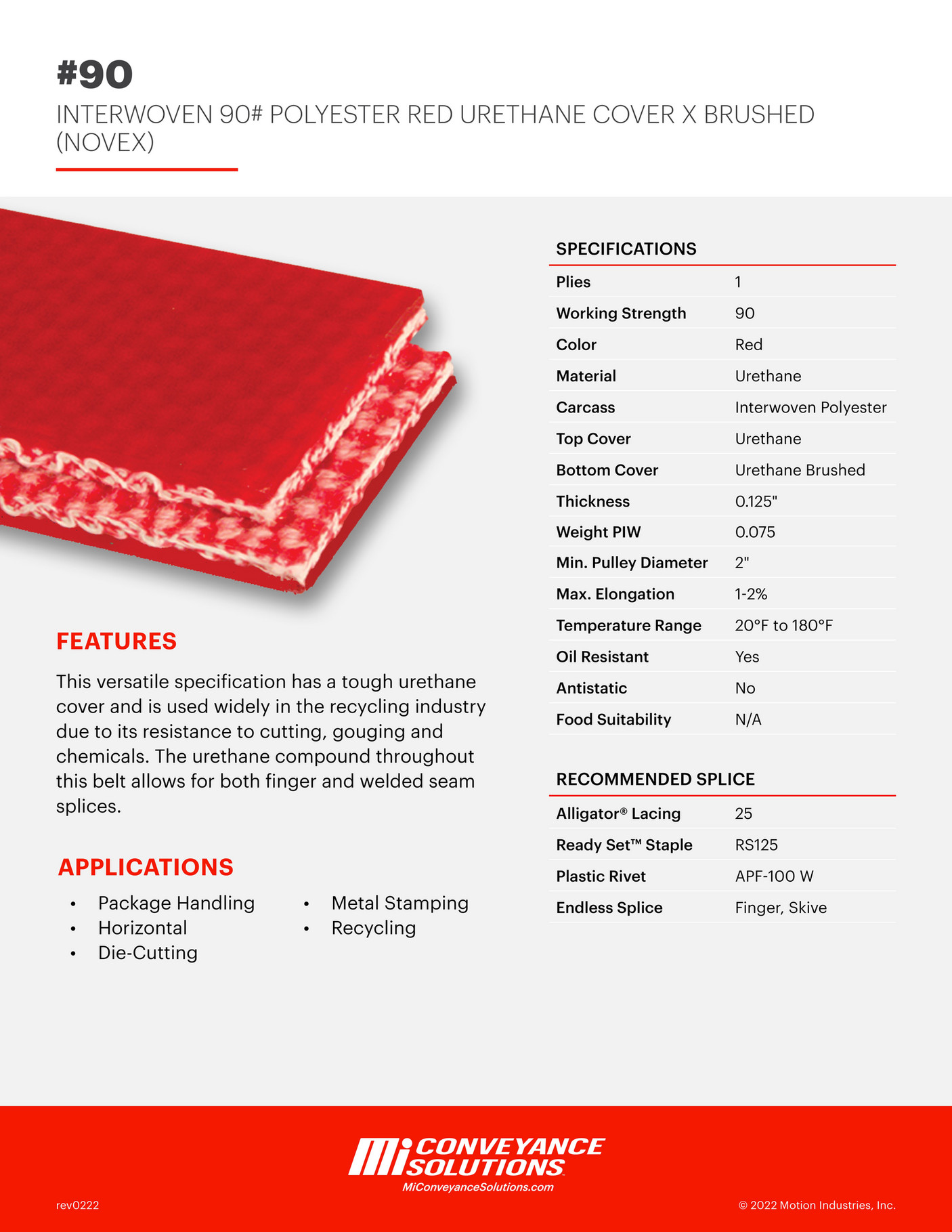 #90 Interwoven 90# Polyester Red Urethane Cover x Brushed (Novex) - Mi ...